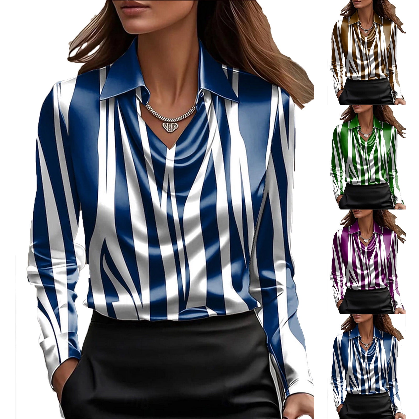 Antinious Women Round Neck Long Sleeve Solid Cowl Neck Elegant ...
