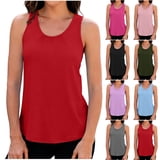 Antinious Women Round Neck Sleeveless Solid Ruched Casual Daily Summer ...