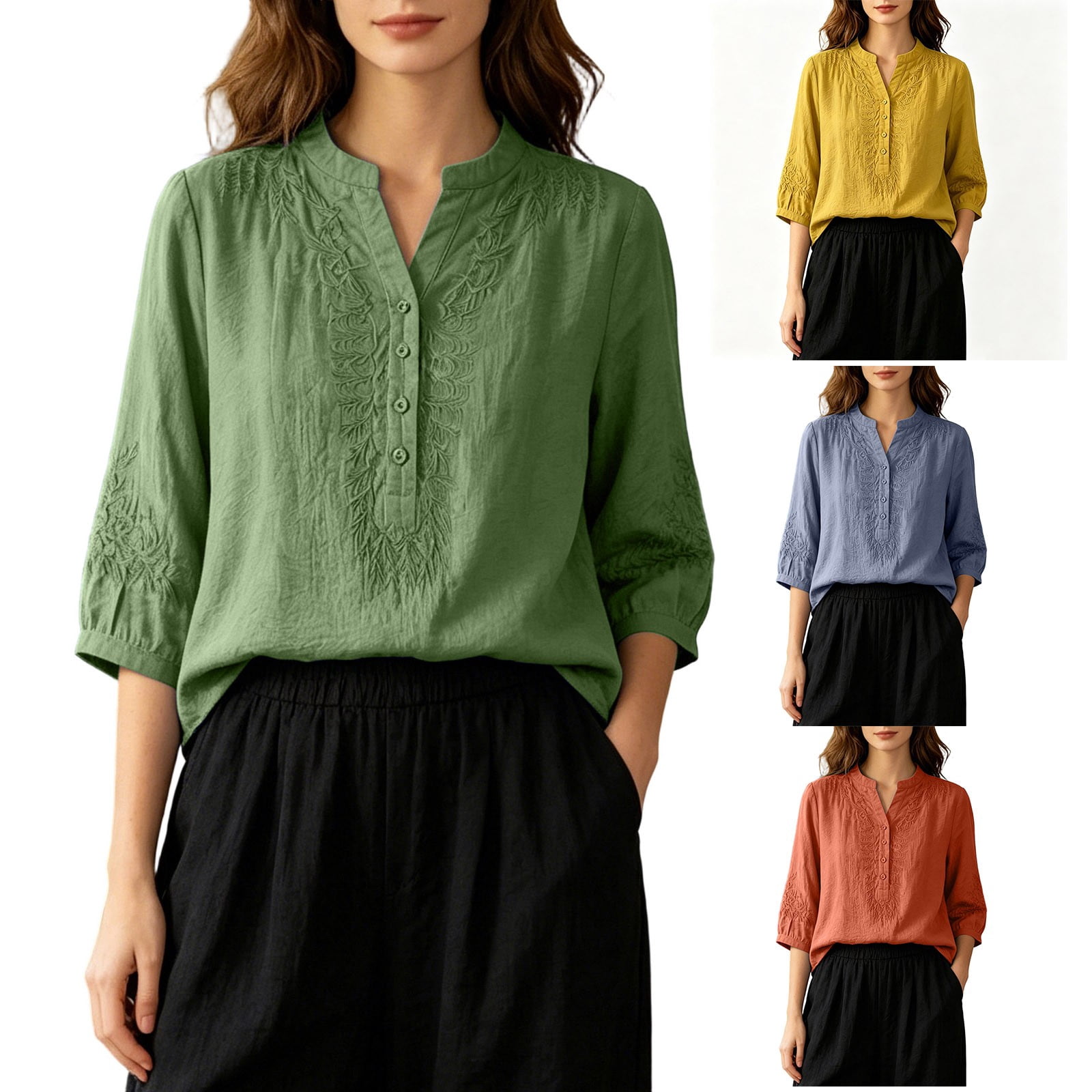 Antinious Women Soft Loose 3/4 Sleeve Pullover Breathable Casual Going ...