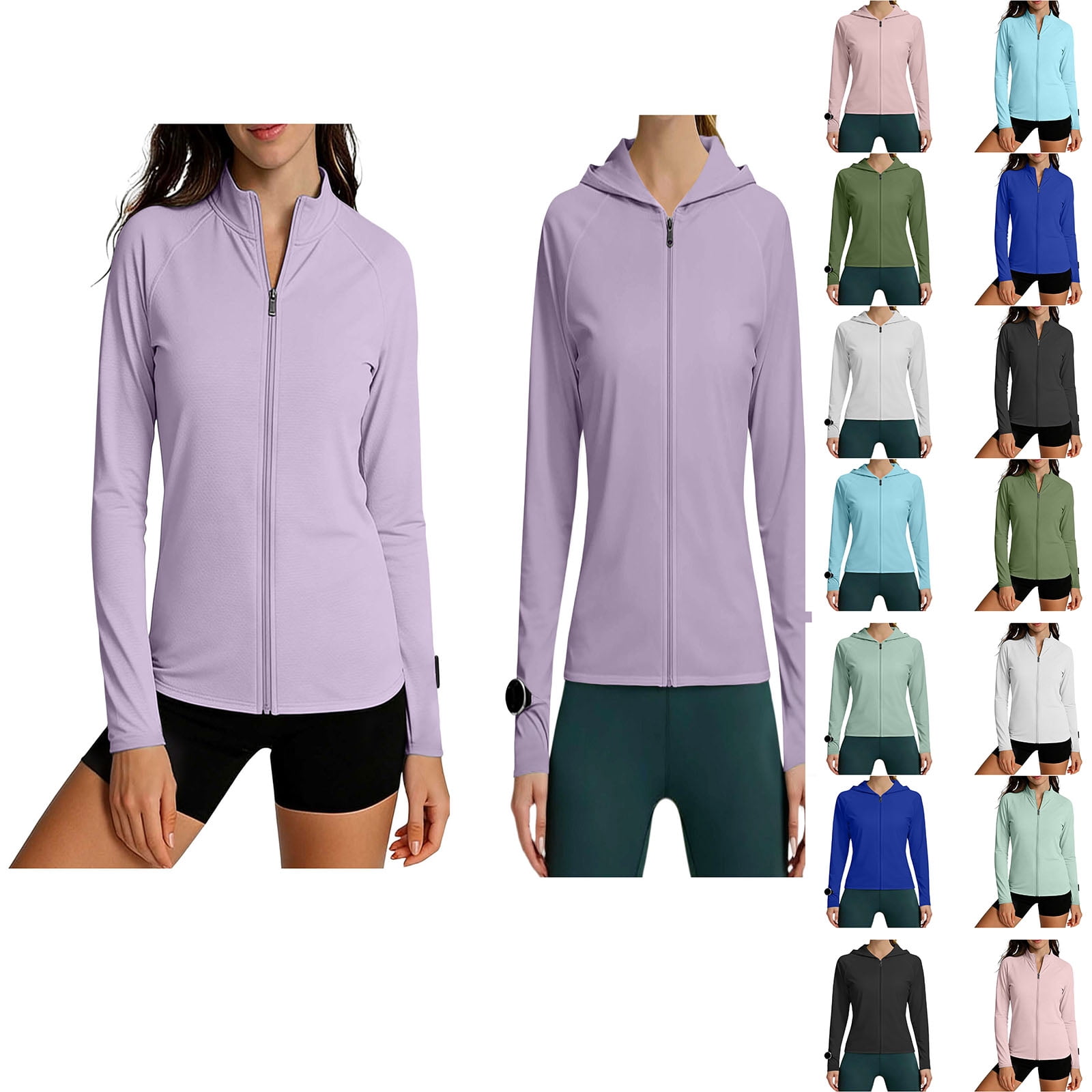 Antinious Women Solid Long Sleeve Zipper Breathable Sun Protection ...
