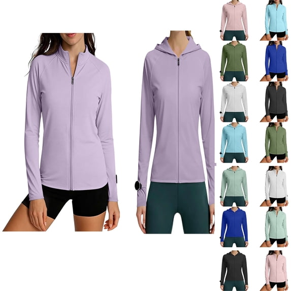 Antinious Women Solid Long Sleeve Zipper Breathable Sun Protection ...