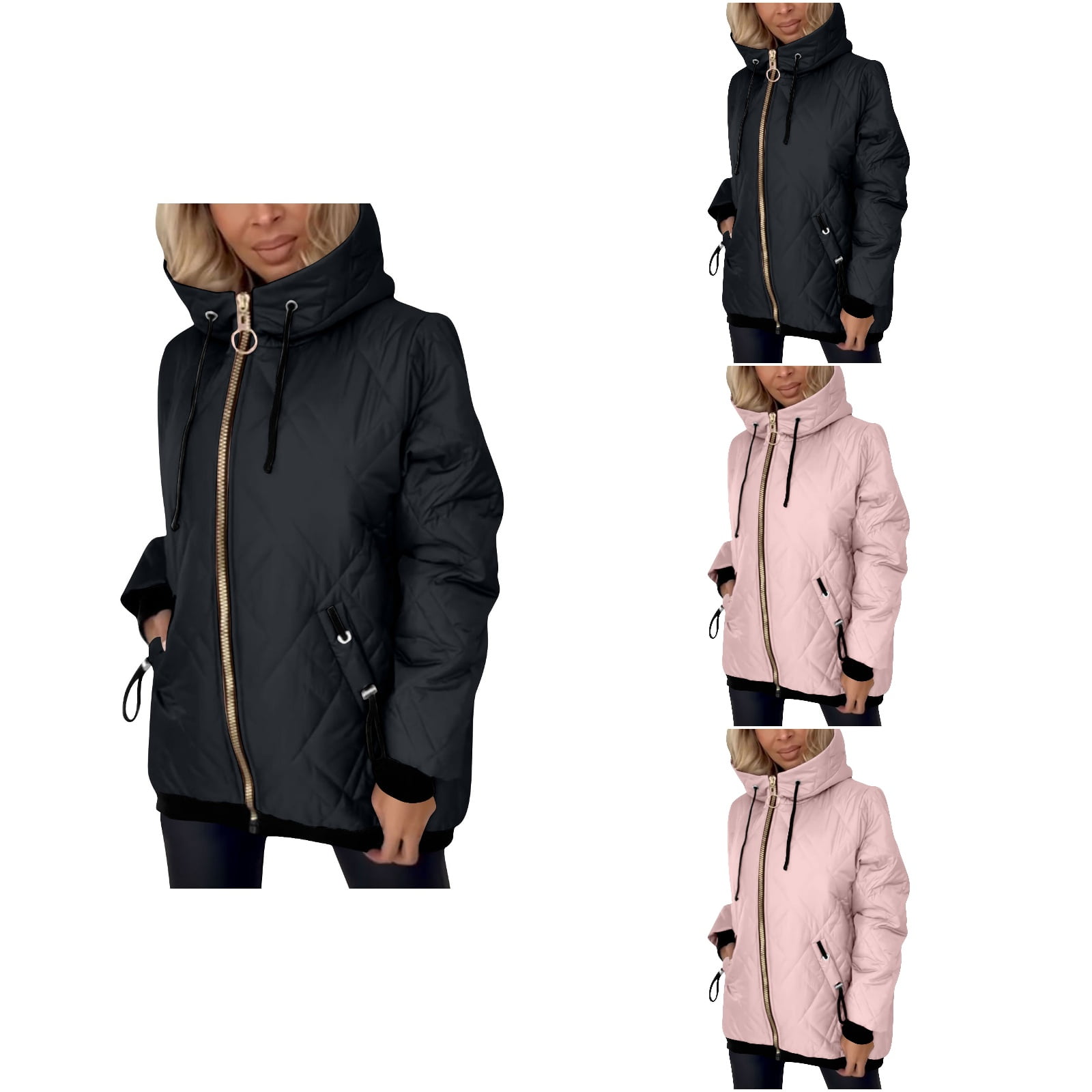 Antinious Women's Hooded Zipper Jacket Solid Color Windproof Coat Warm Long Sleeve Casual Sport ...