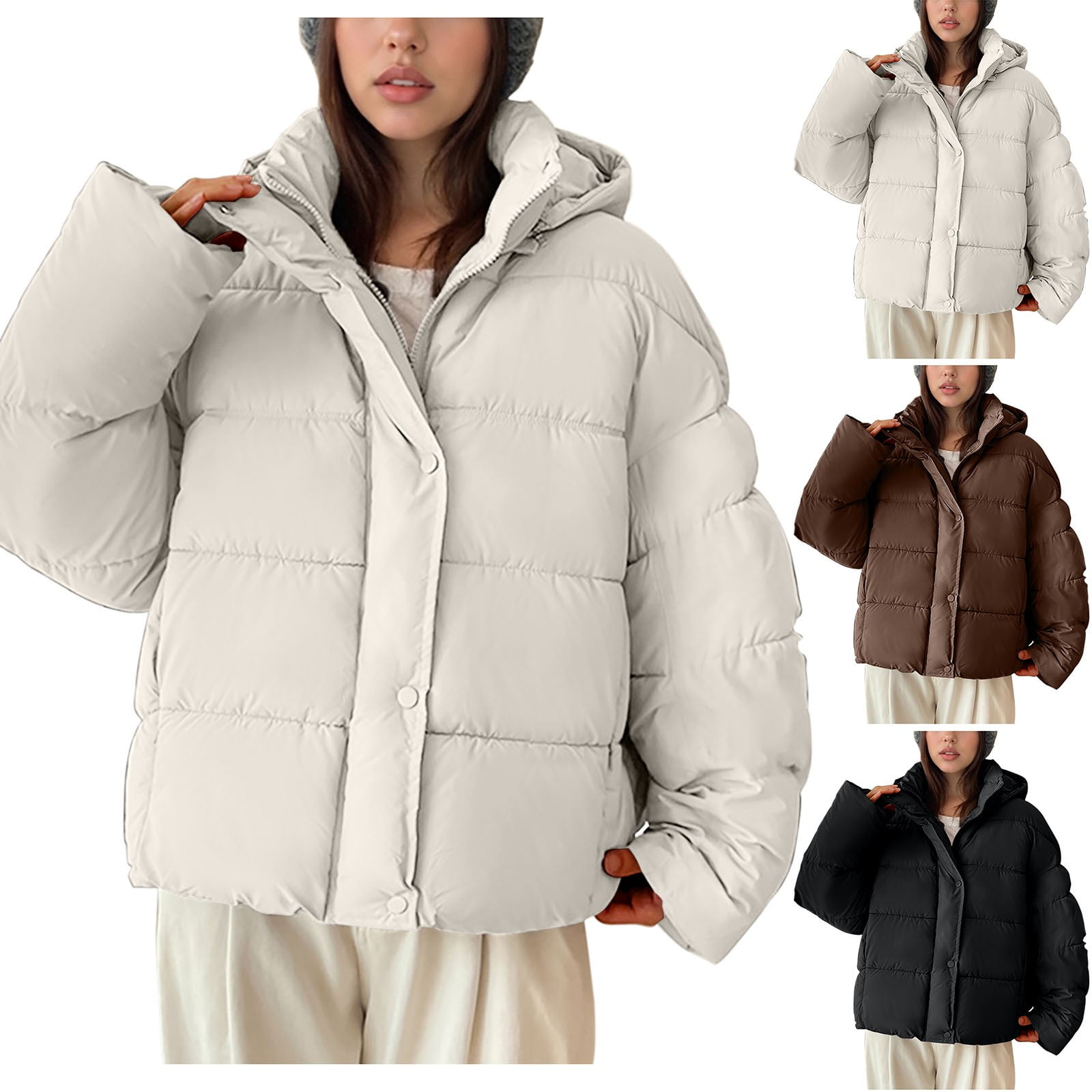 Antinious Womens Long Sleeve Puffer Zipper Jacket Solid Lightweight Quilted Coat,Fall Winter ...