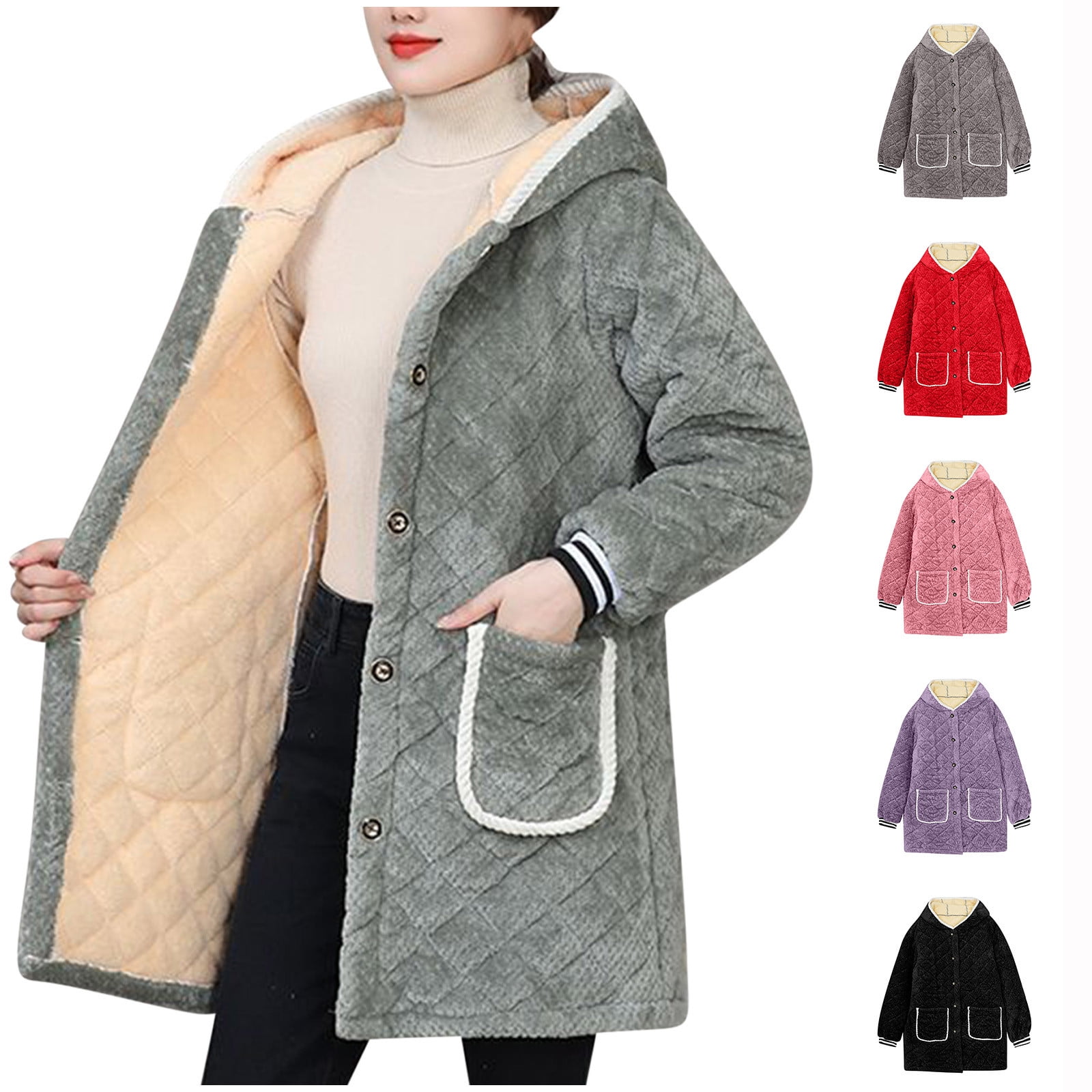 Antinious Womens Nightgowns Solid Color Long Sleeve Thermal Sleepshirt ...