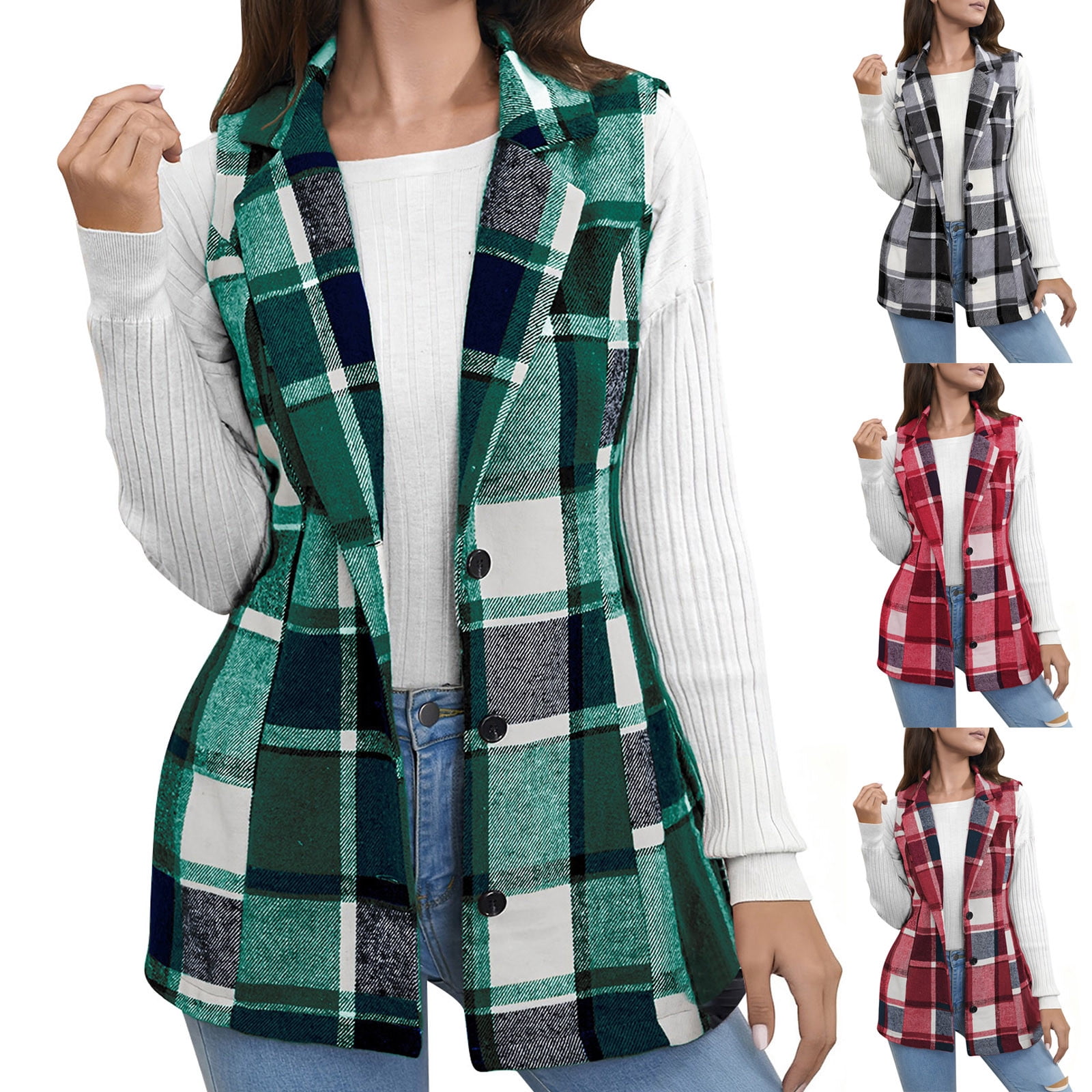 Antinious Womens Plaid Shacket Jacket Long Sleeve Button Down ...