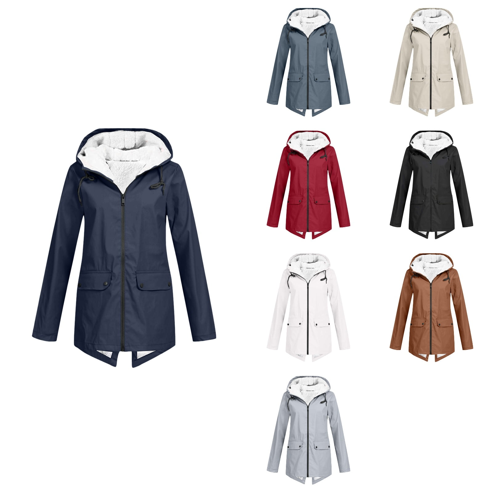 Antinious Womens Plus Size Waterproof Fleece Lined Rain Jacket Outdoor ...