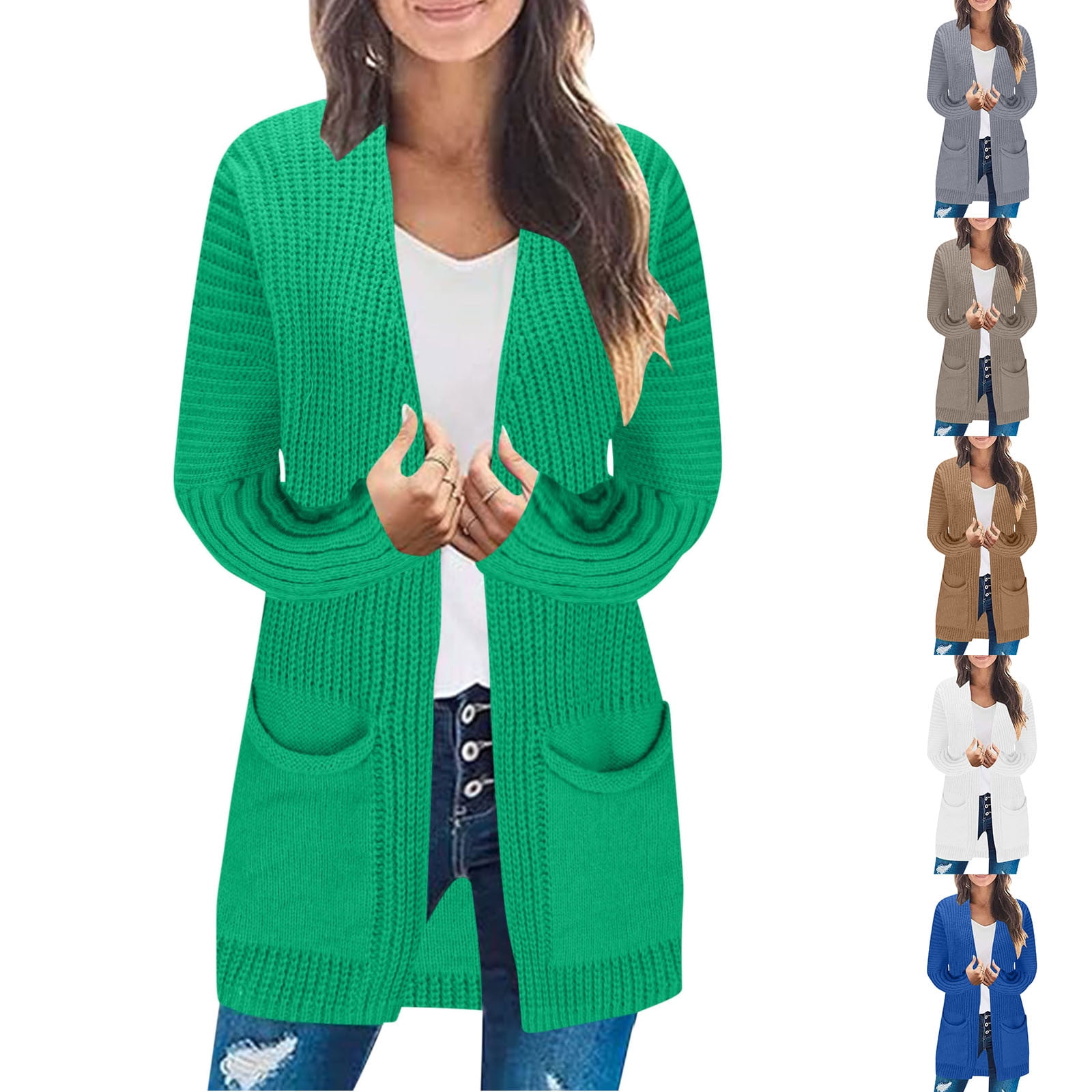 Antinious Womens Solid Plus Size Loose Knitted Open Front Cardigan ...