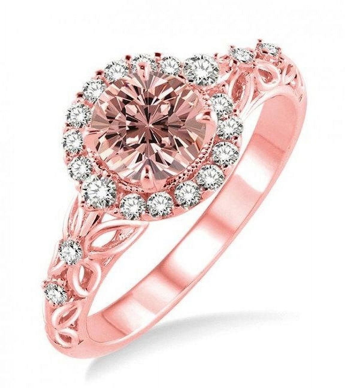 Antique 1.50 Carat Round Cut Morganite And Diamond Moissanite ...