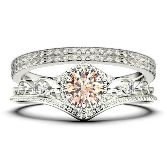 Antique Art Deco 2.50 Carat Round Cut Crown Morganite And Diamond ...