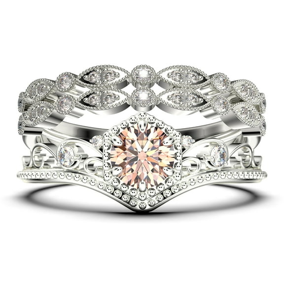 Antique Art Deco 1.50 Carat Round Cut Crown Morganite And Diamond ...