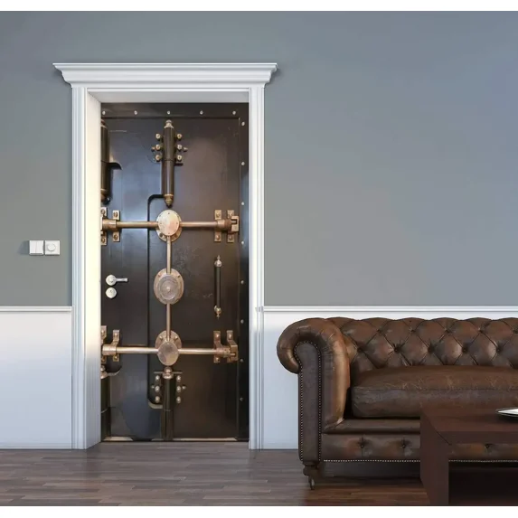 Antique Bank Vault Door Metal 3D Stickers Removable Self Adhesive ...