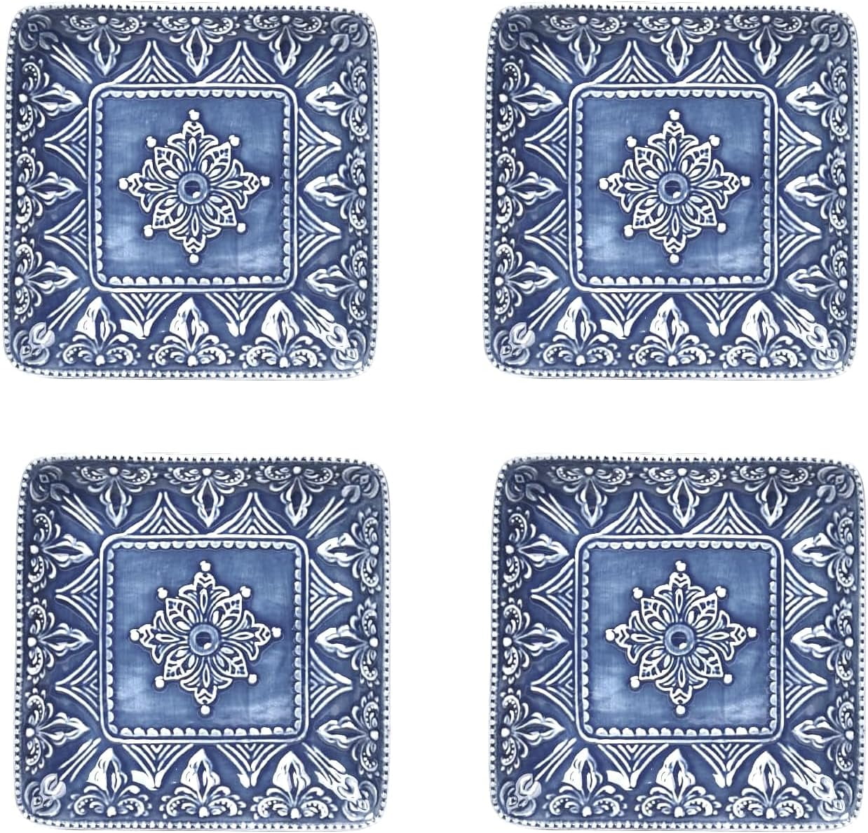 Antique Baroque Style Porcelain 6 Inch Square Appetizer Plates Set of 4 ...
