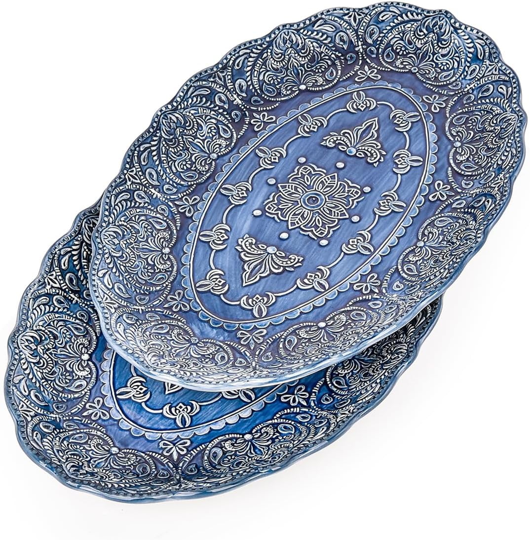 Antique Baroque Style Porcelain Serving Platter, Embossed Stoneware ...