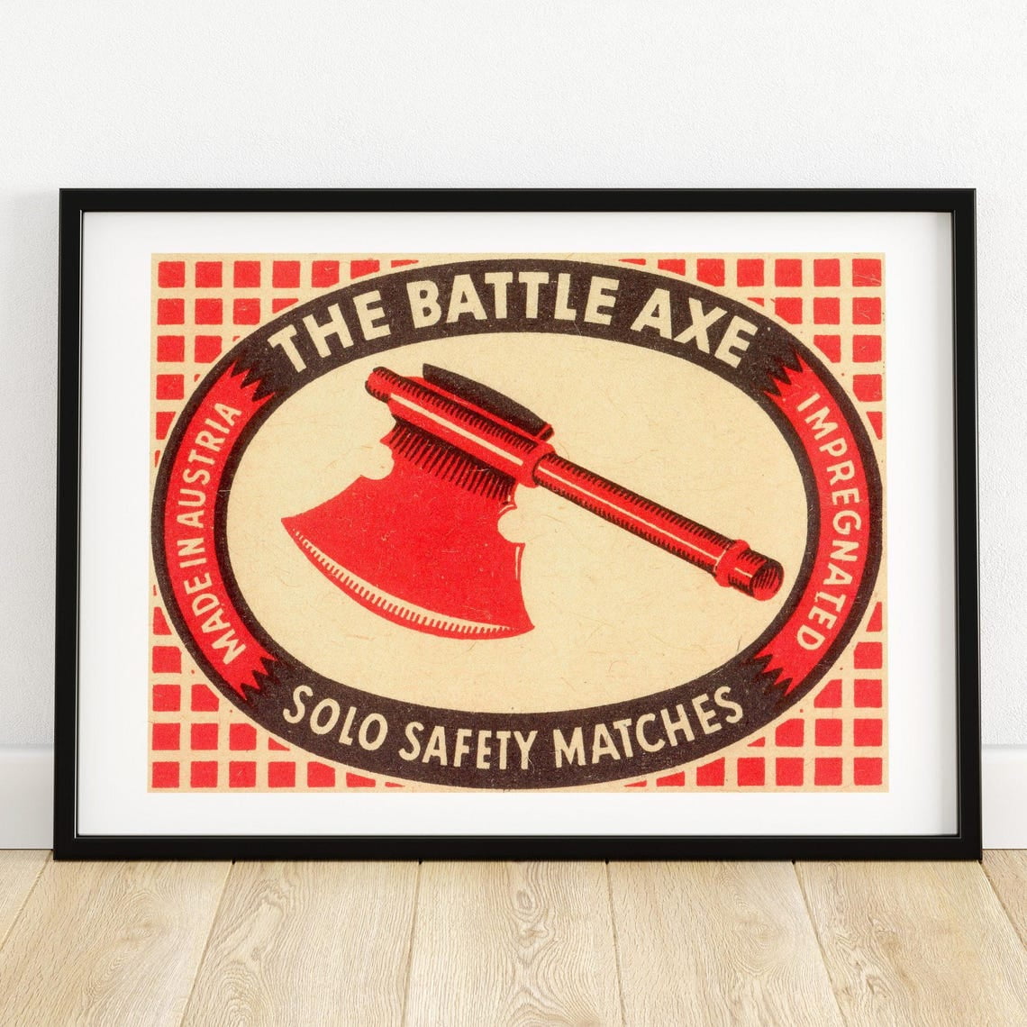 Antique Battle Axe Matchbox Art Print Vintage Austrian Label Design ...