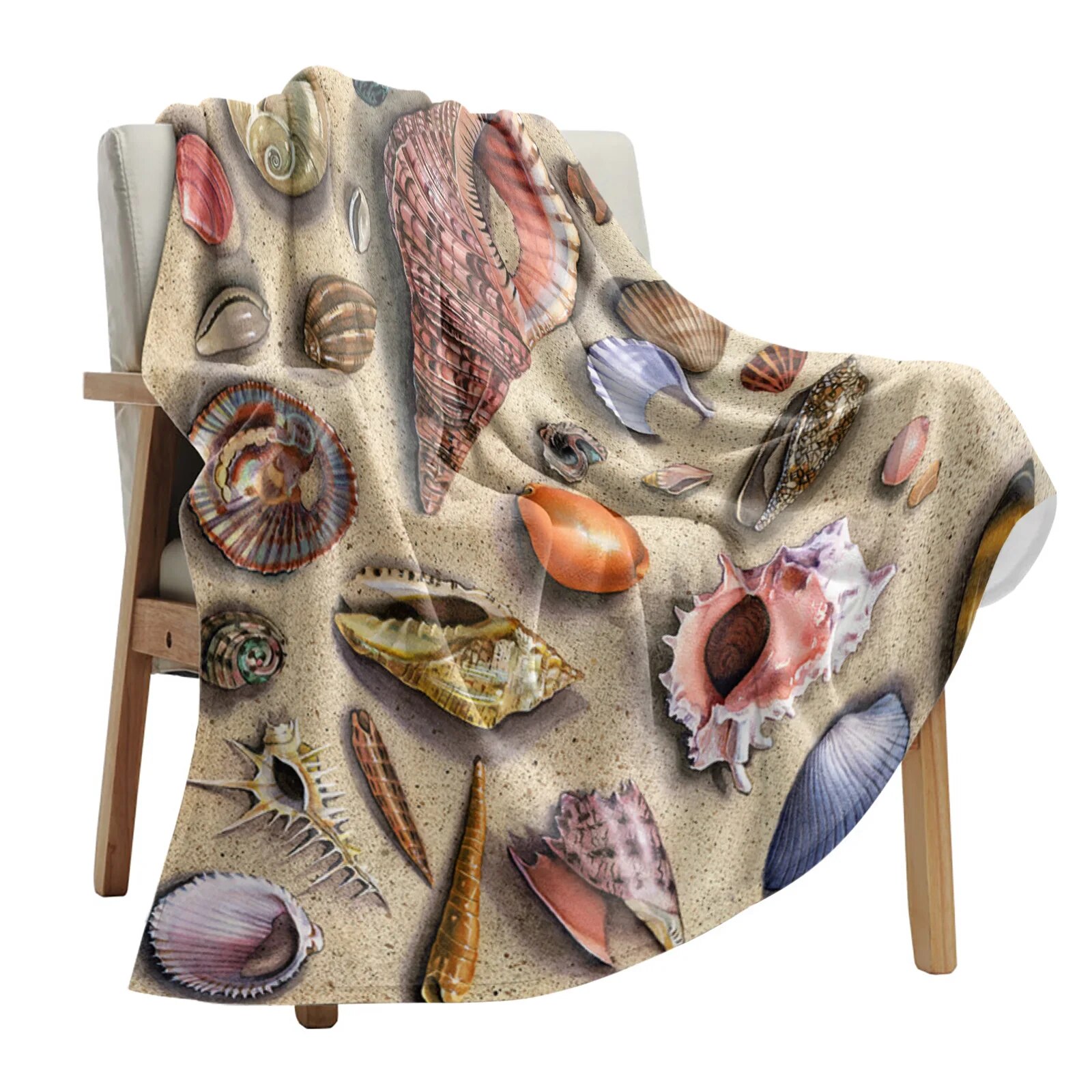 Antique Beach Conch Shells Blankets Portable Soft Throw Blanket for Bed ...