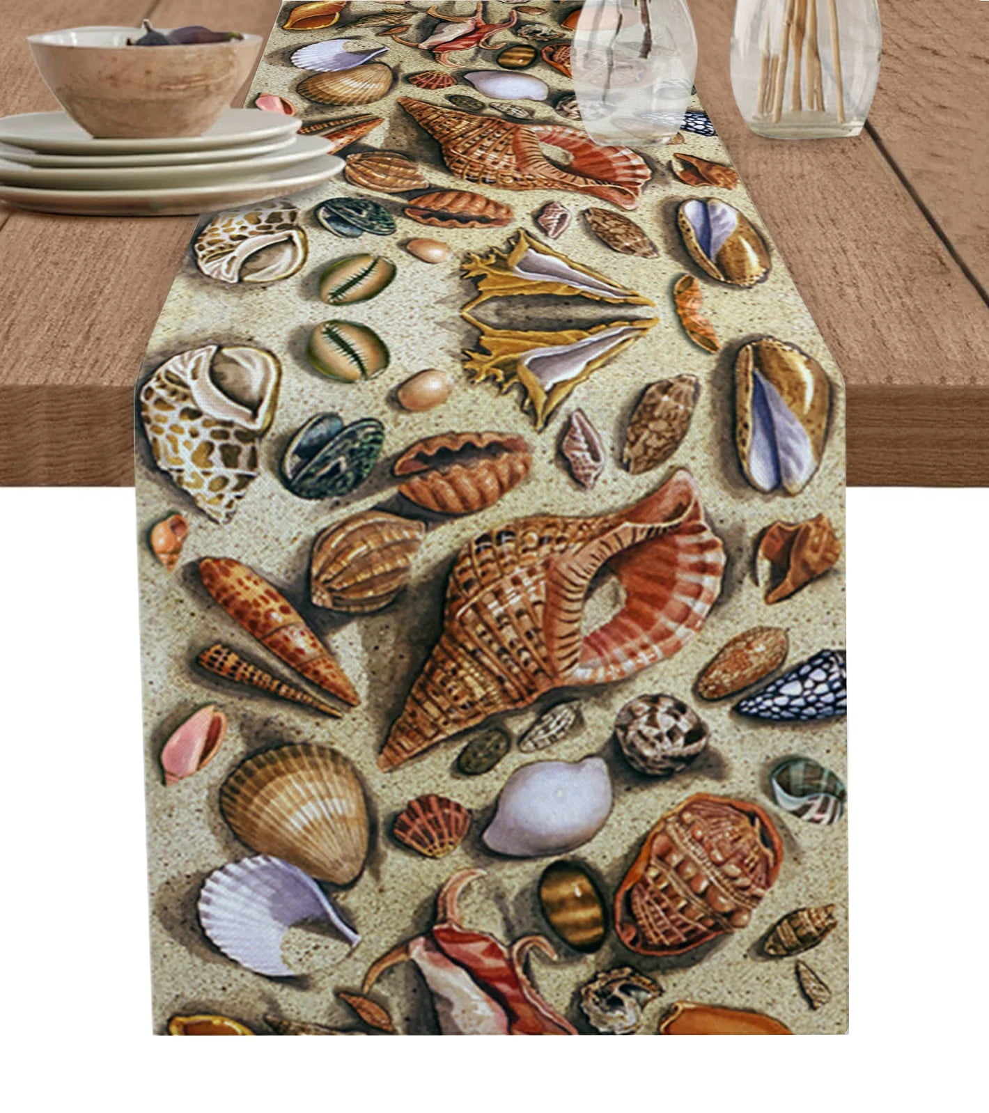 Antique Beach Conch Shells Table Runner Wedding Coffee Table Decor ...