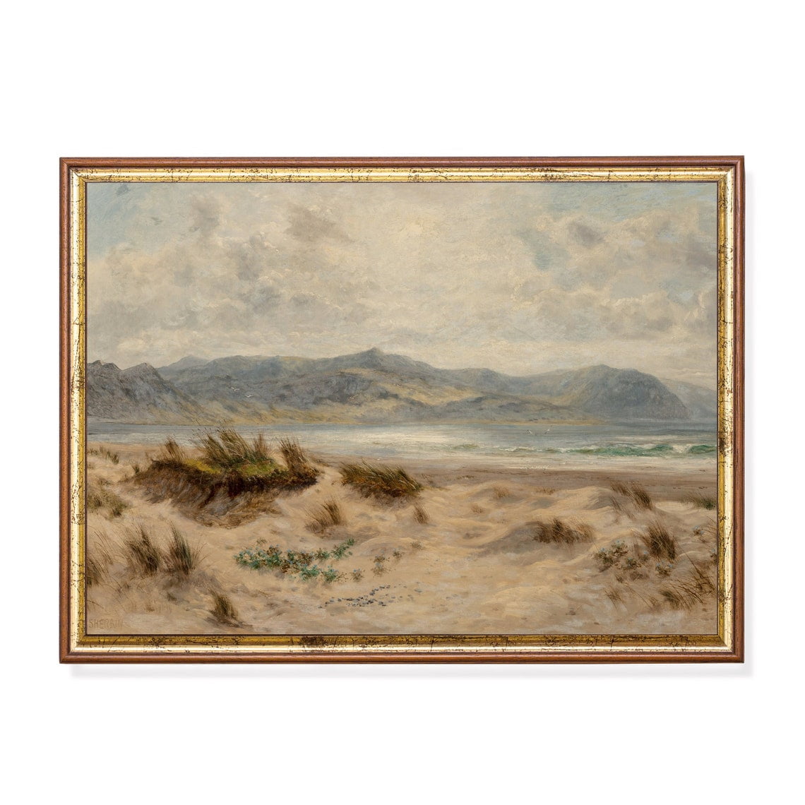Antique Beach Dunes Print: Vintage Coastal Seascape, Unframed Poster ...