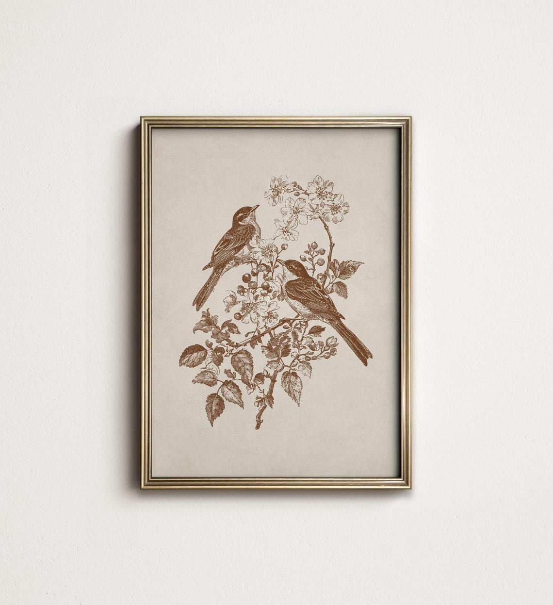 Antique Bird Sketch French Country Fall Poster, Unframed Size 24x36 ...