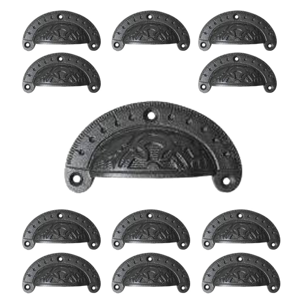 Antique Black Cabinet Drawer Cup Bin Pull Cast Iron 3.7" W x 1.5" H ...
