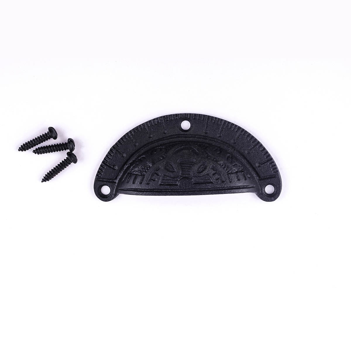 Antique Black Cabinet Drawer Cup Bin Pull Cast Iron 3.7" x 1.5" Kitchen Dresser Pull Handles ...