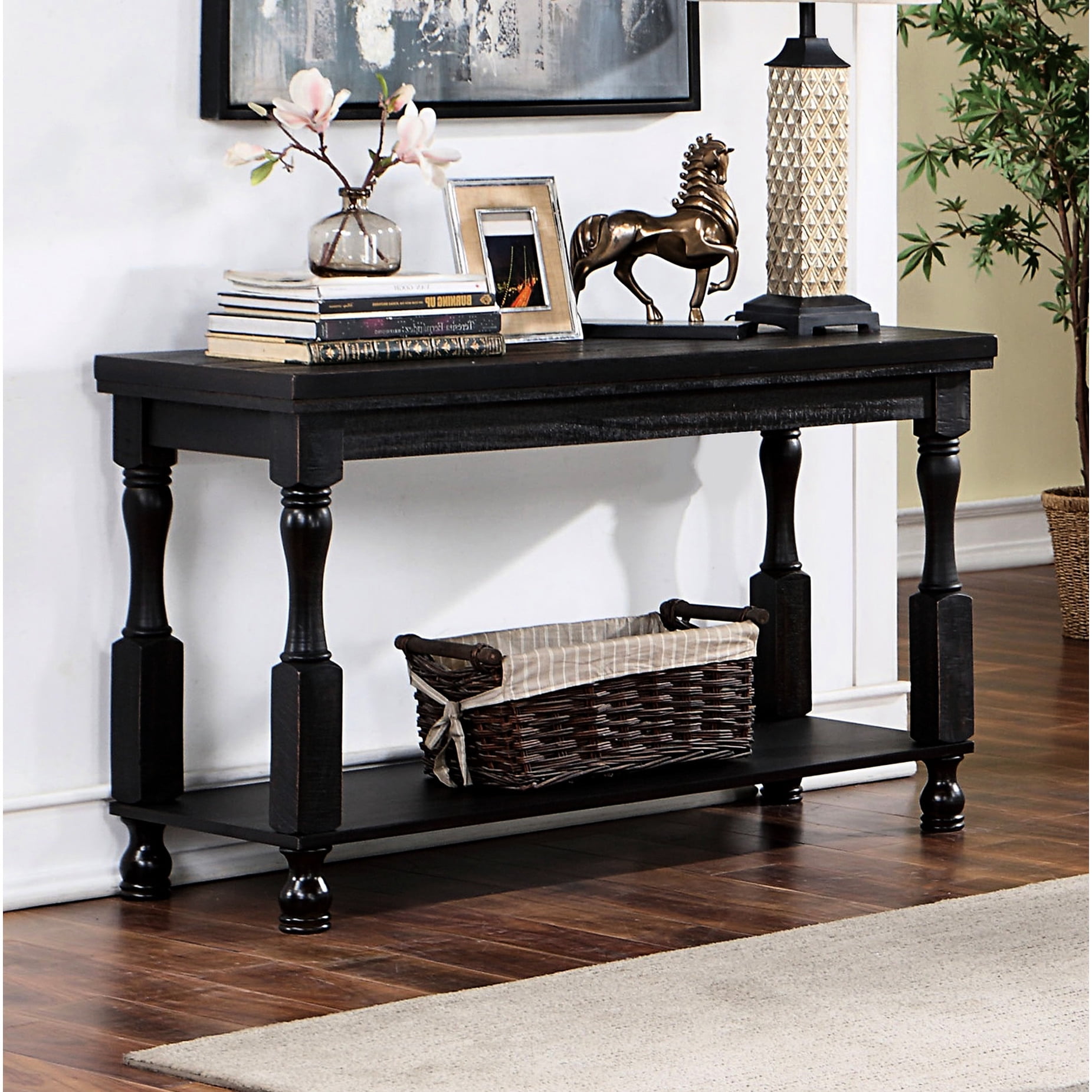 Antique Black Rectangular Console Table | For Transitional and Modern ...