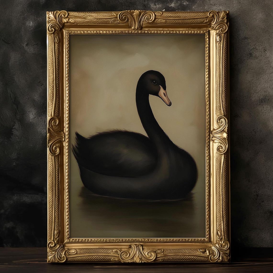 Antique Black Swan Art Print Romantic Wall Art Victorian Bird Moody ...