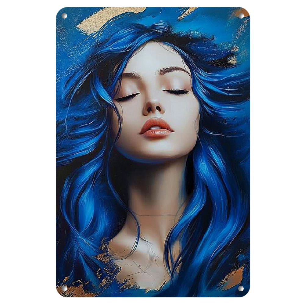 An Antique Blue Goddess Metal Tin Sign - 8X12" Wall Art, Versatile ...