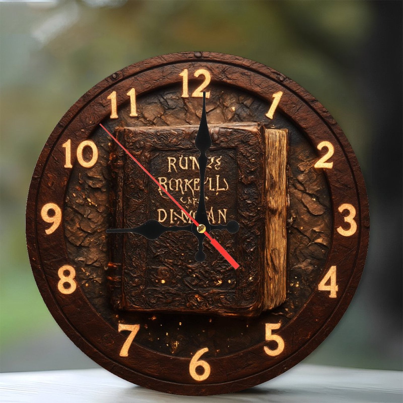 Antique Book Rune Clock Wall Decor Vintage Rune Book Style 10-Inch ...