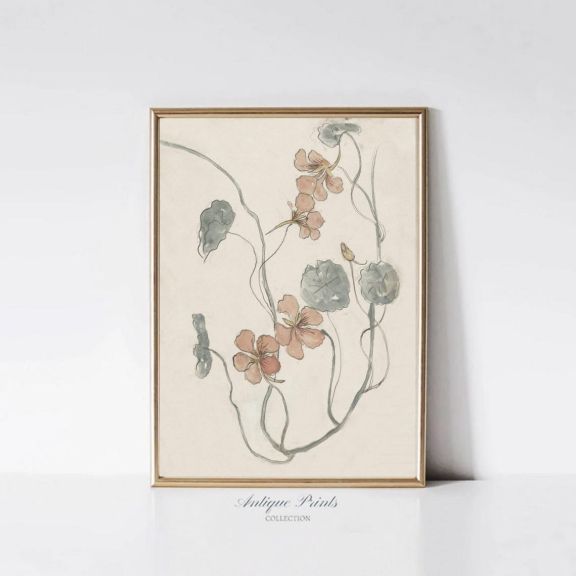 Antique Botanical, Neutral Floral Girls Room Wall Art, Minimalist ...