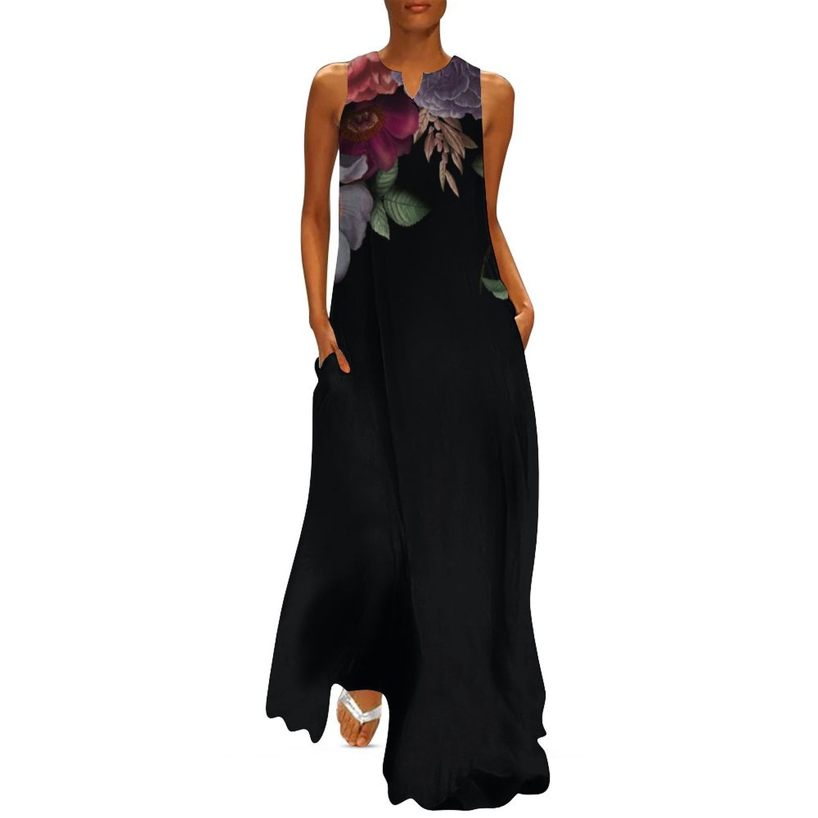 Antique Botanical Night Watercolor Roses on Black Botanical Night ...