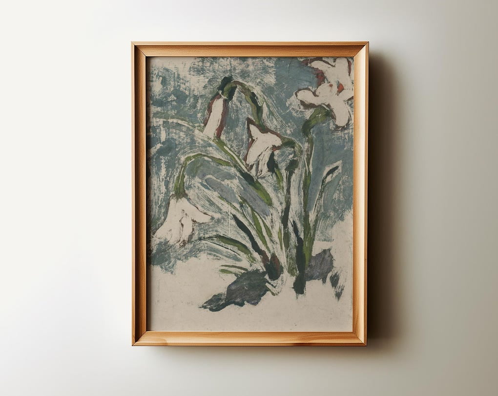 Antique Botanical Painting Vintage Floral Downloadable Art Cottage Core ...