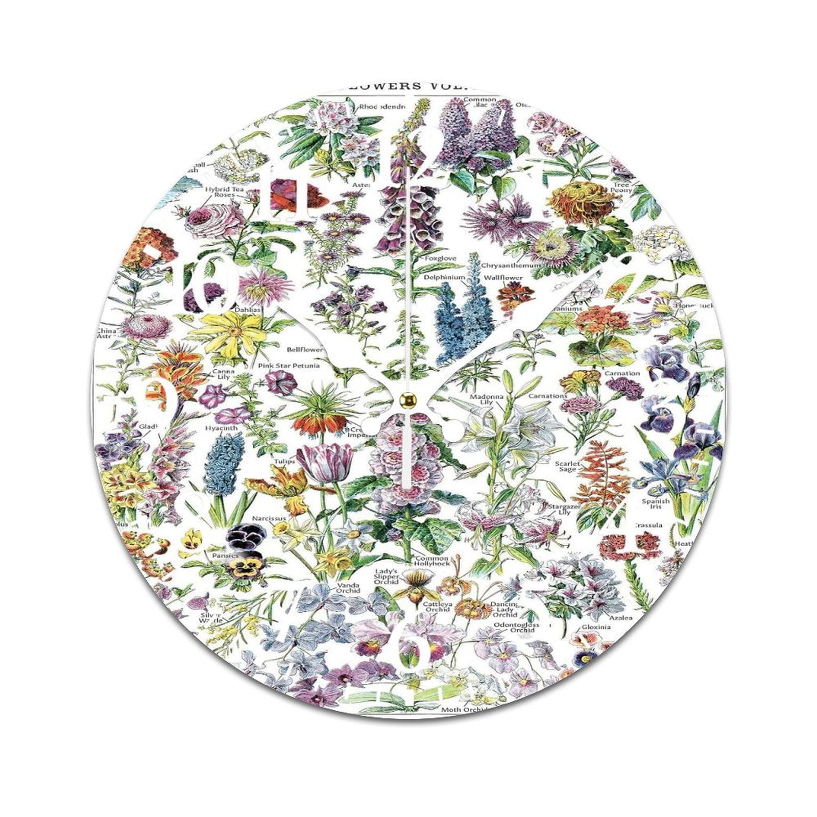 Antique Botanical Wall Clock Modern Design Clocks Wall Hanging Home ...