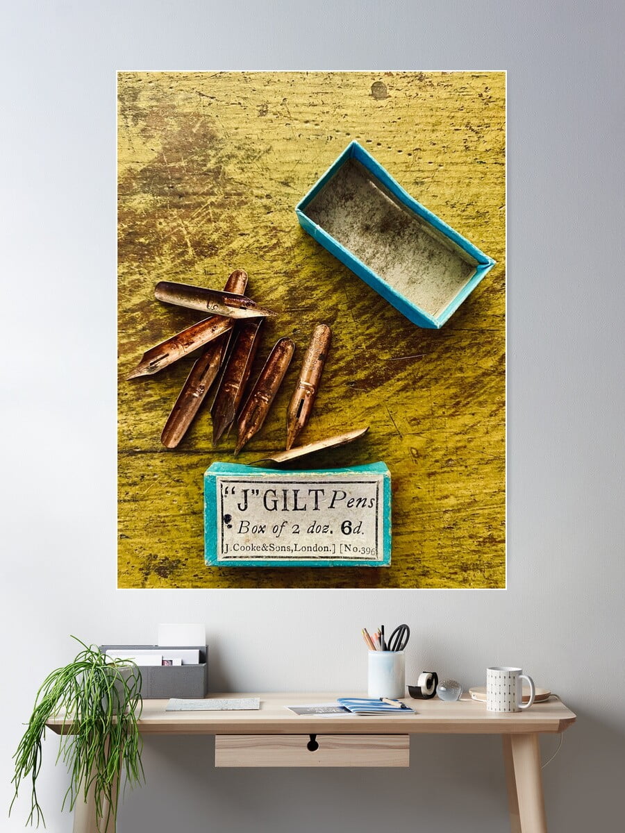 Antique Box Of Pen Nibs Poster Wall Art, Modern Wall Decor For Living ...