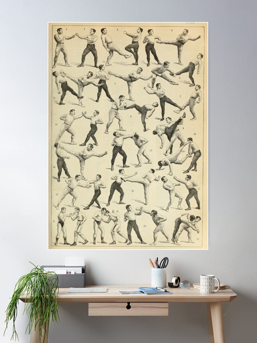 Antique Boxing Poster Wall Art, Modern Wall Decor For Living Room ...