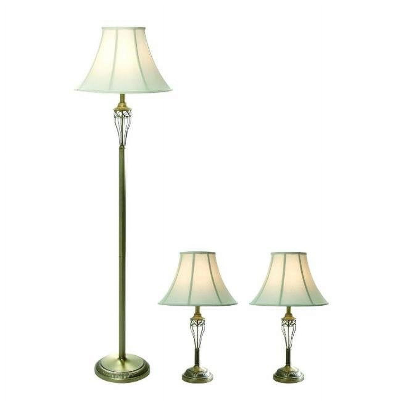 Antique Brass 3 Piece Lamp Set - Walmart.com