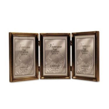 Antique Brass 8x10 Hinged Double Picture Frame - Bead Border Design ...