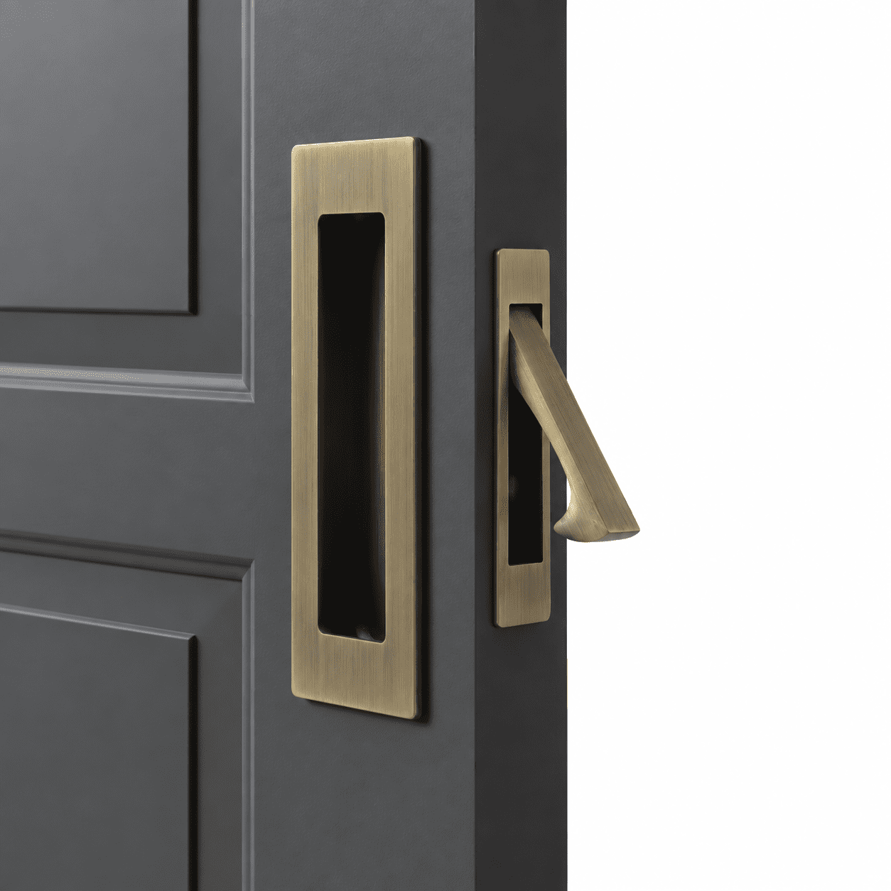 Antique Brass 6 Inch 2 Set Flush Pocket Door Hardware Pull Handles ...