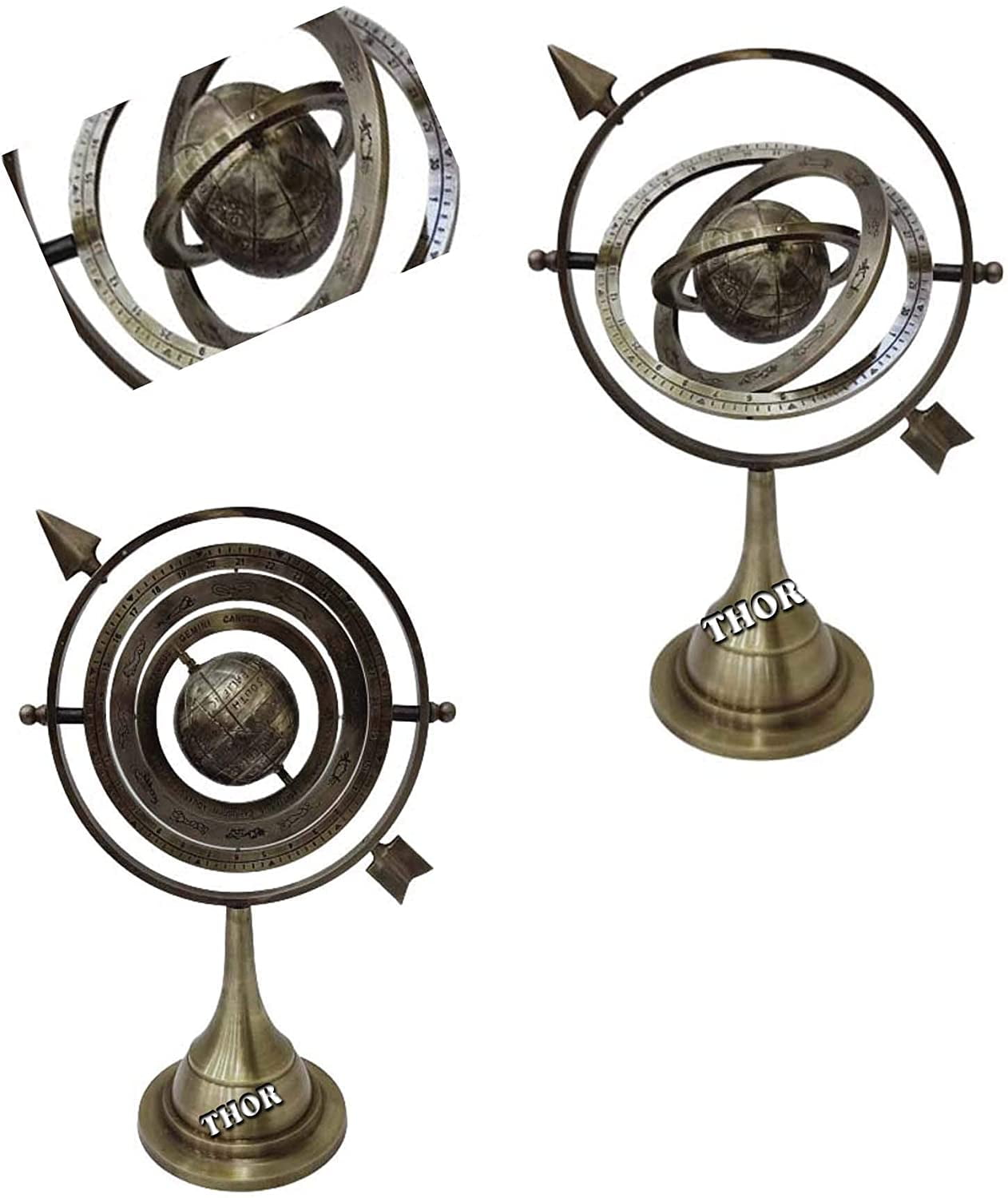 Antique Brass Armillary Sphere Nautical Maritime Astrolabe Engraved ...