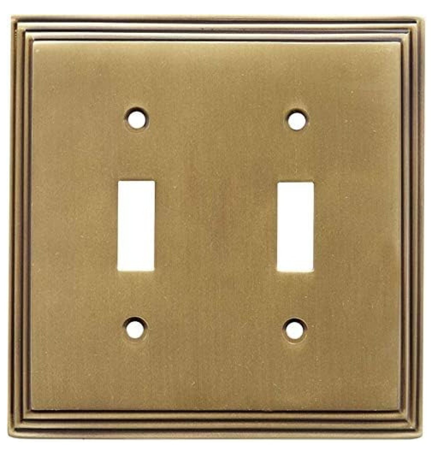 Antique Brass Art Deco Step Light Switch Cover | 2 Toggle | 4.875" x 4. ...