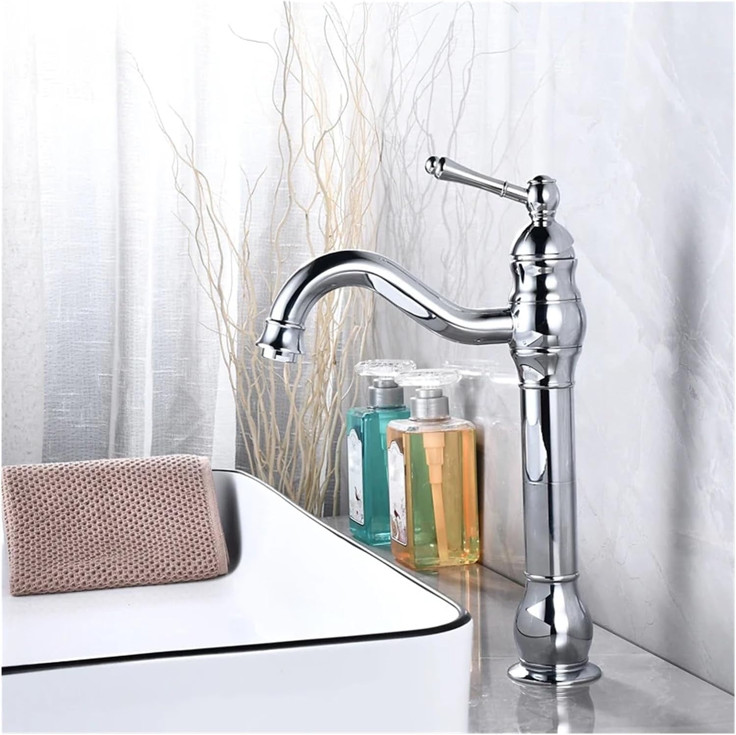 Antique Brass Basin Container Sink Countertop Installation Hot and Cold ...