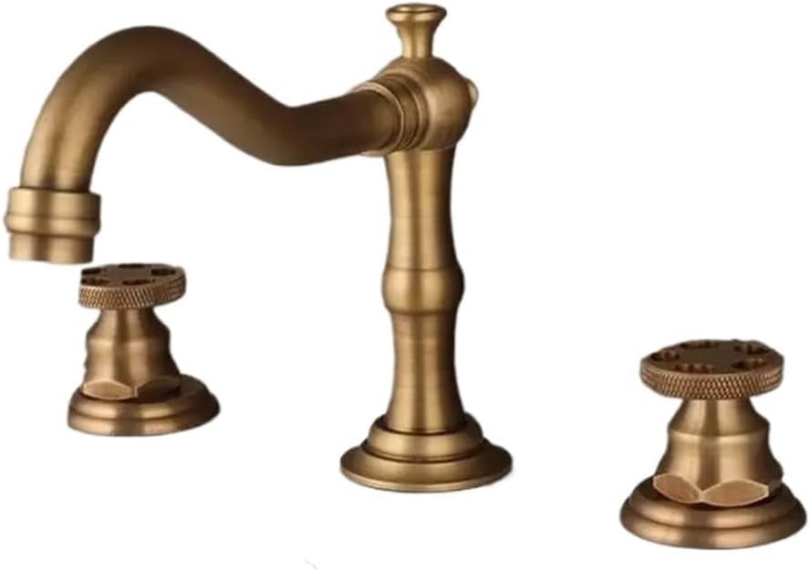Antique Brass Bathroom Basin Mixer Faucet with Industrial Handle ...