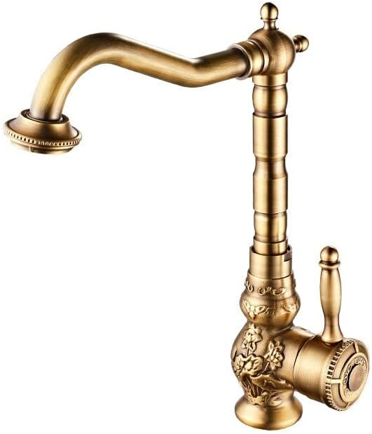 Antique Brass Bathroom Faucet Washbasin Retro Classic Kitchen Mixer ...
