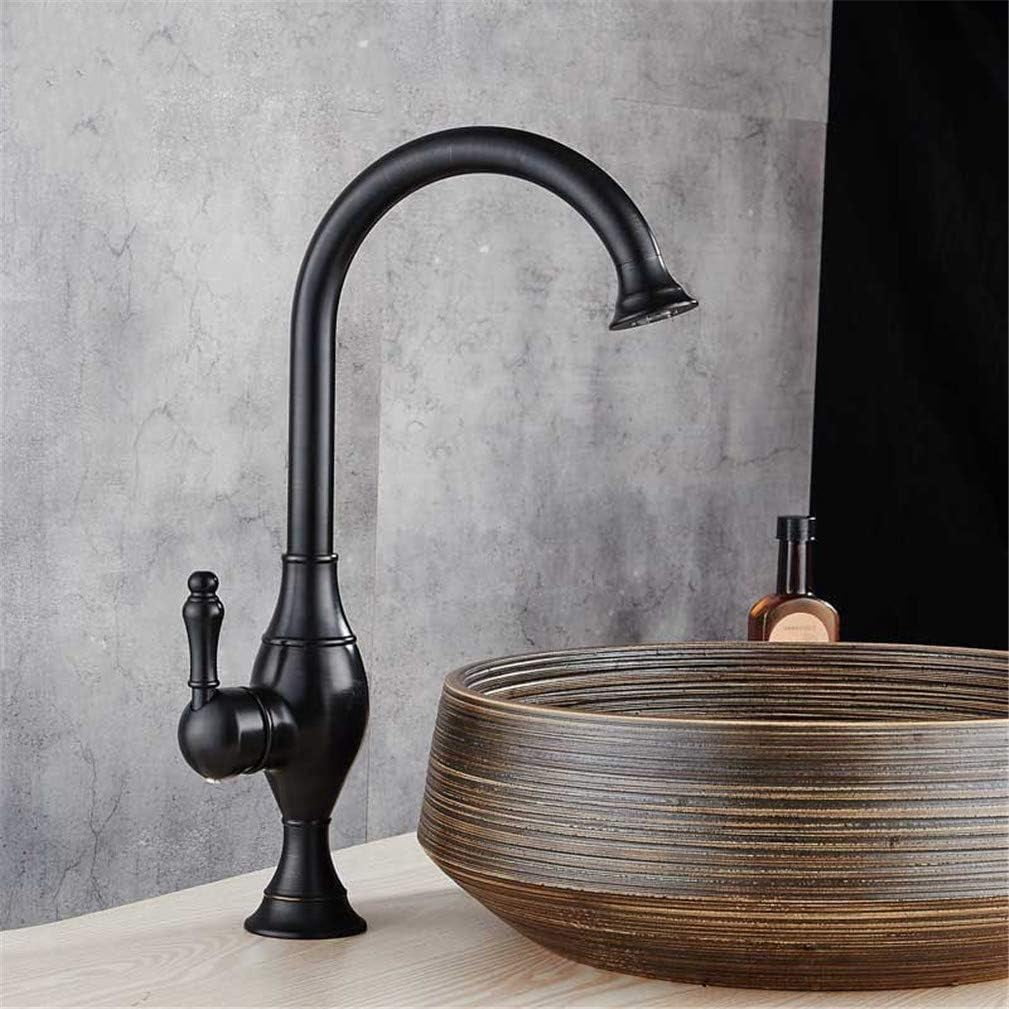 Antique Brass/Black Bathroom Basin Faucet 360 Rotate Spout Hot Cold ...
