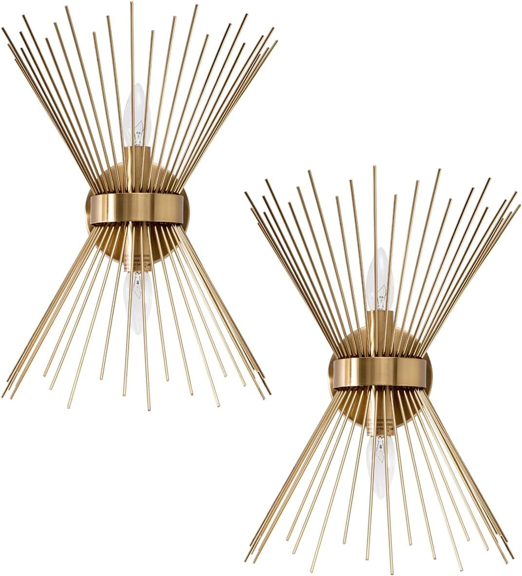 Antique Brass Brush Paint Finish Mid-Century Wall Sconces with ...