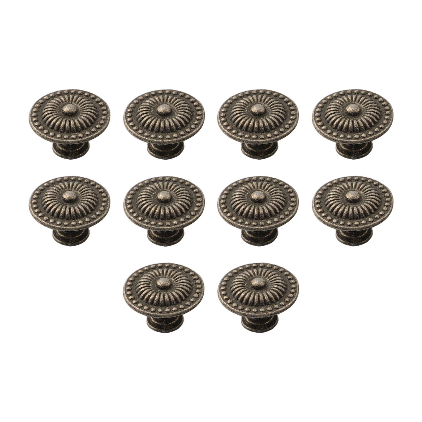 Antique Brass Cabinet Knobs 10 Pack Vintage Metal Hardware for Kitchen ...