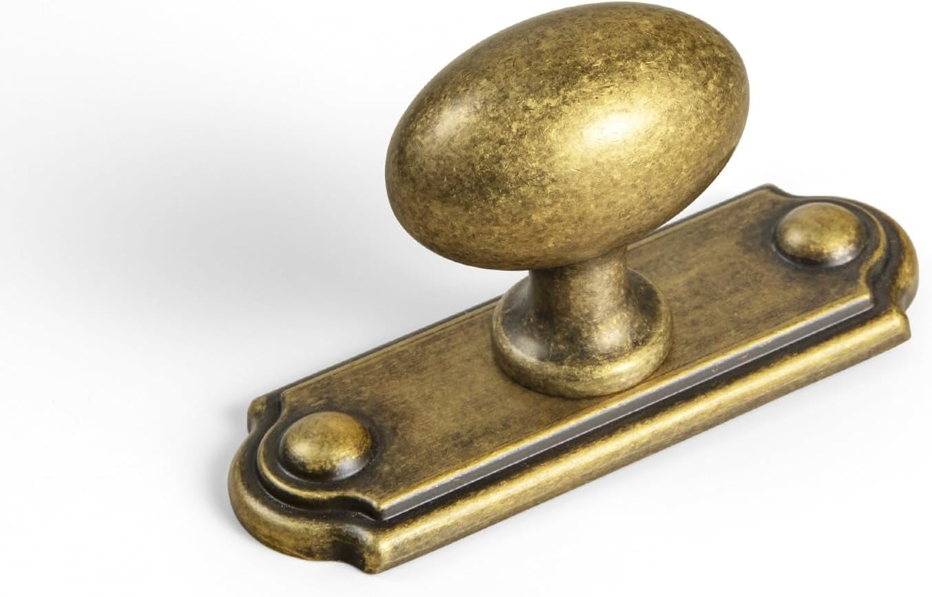 Antique Brass Cabinet Knobs(Oval Shape) with Backplate(Square Shape ...