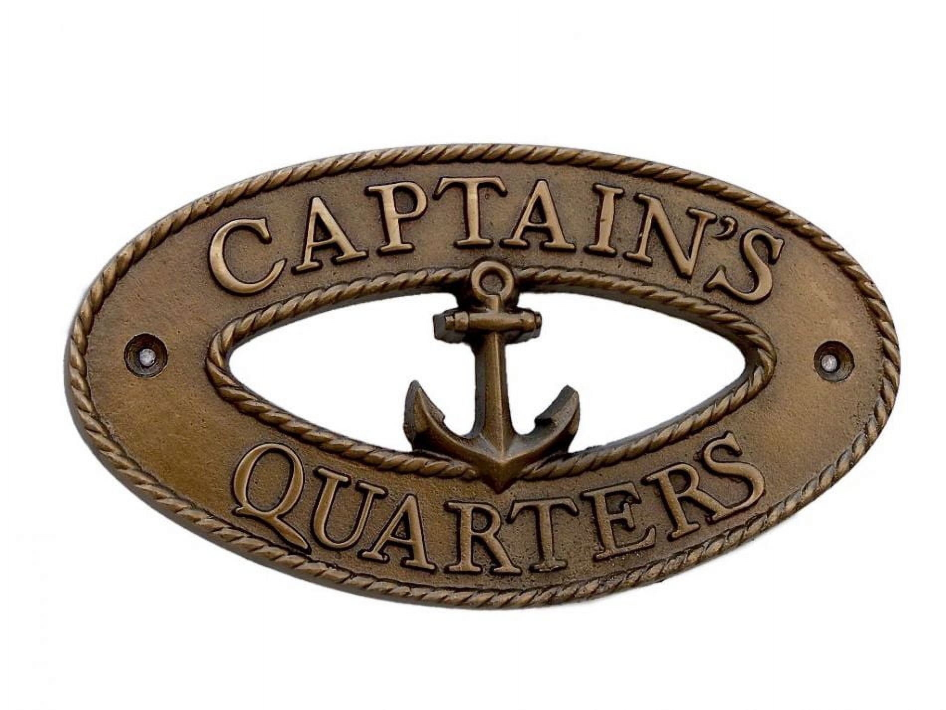 Handcrafted Cast Iron - Antique Brass Captains Quarters Oval Sign with ...