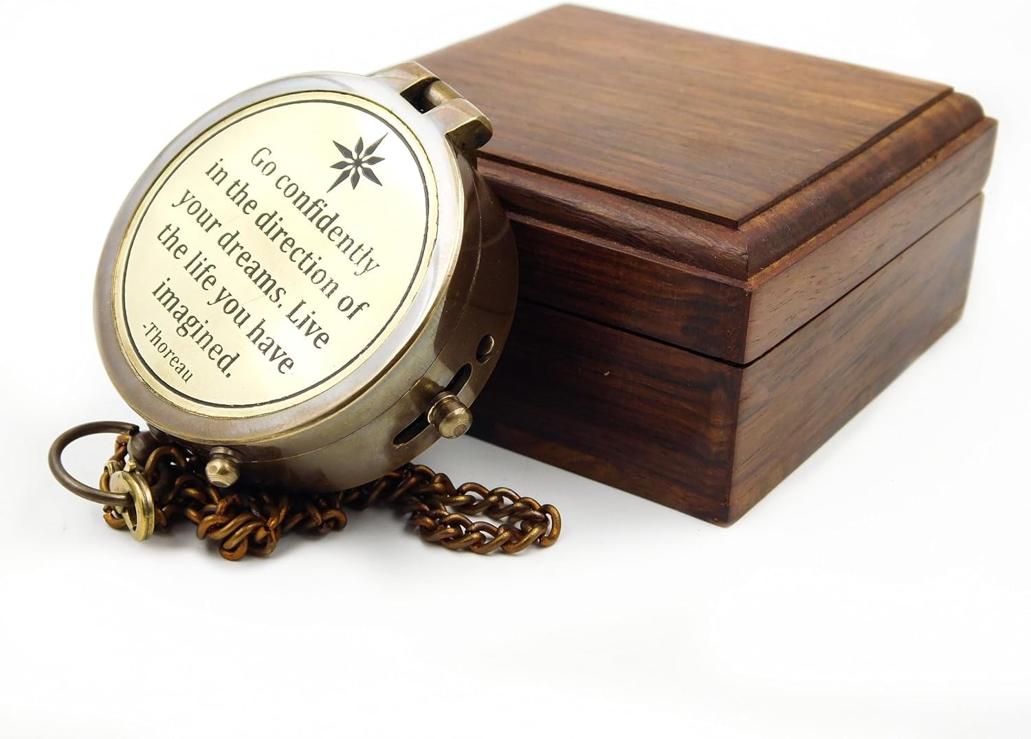 Antique Brass Compass Engraved Go Confidently in The Direction of Your ...