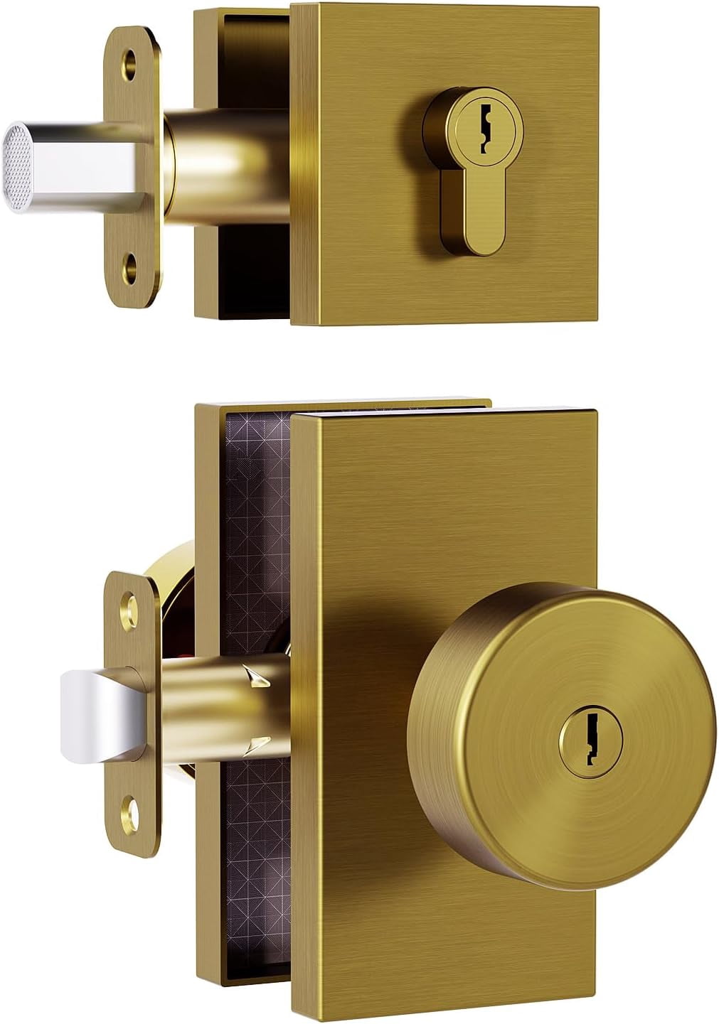 Antique Brass Door Knobs with Deadbolt Set, Antique Front Door Lock Set ...