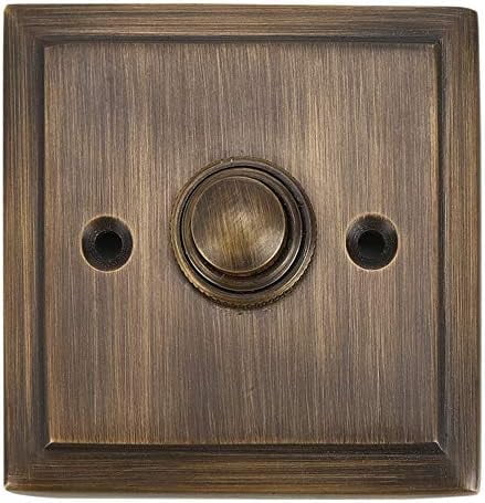 Antique Brass Doorbell Button – 2 1/2" x 2 1/2" – Decorative Style Push ...